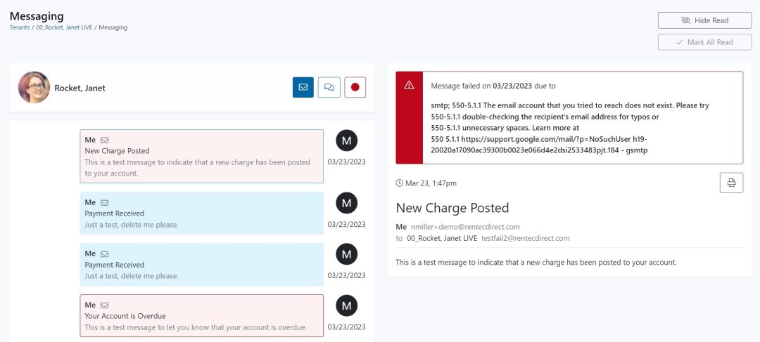 Tenant Email Failure to Deliver Notices